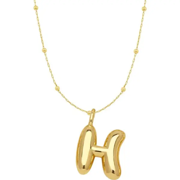 EMMA RAE 14k Gold Plated Bubble Initial Pendant Necklace - Letter H