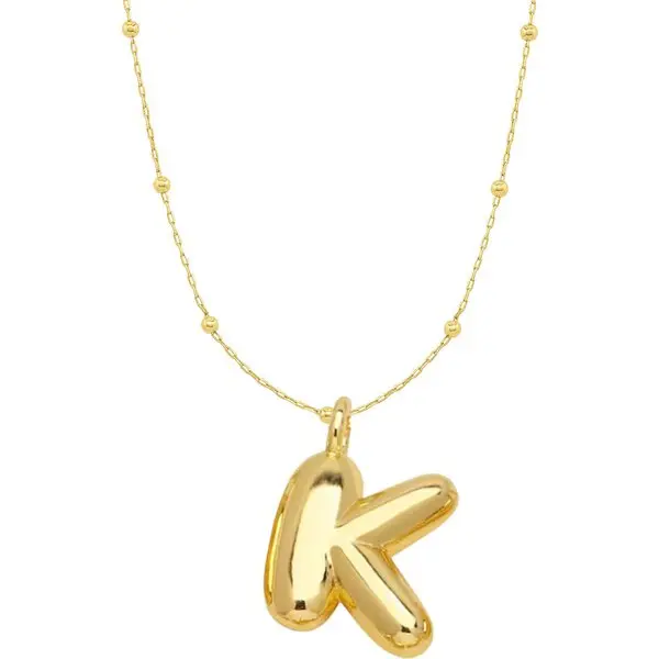 EMMA RAE 14k Gold Plated Bubble Initial Pendant Necklace - Letter K