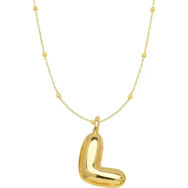 EMMA RAE 14k Gold Plated Bubble Initial Pendant Necklace - Letter L