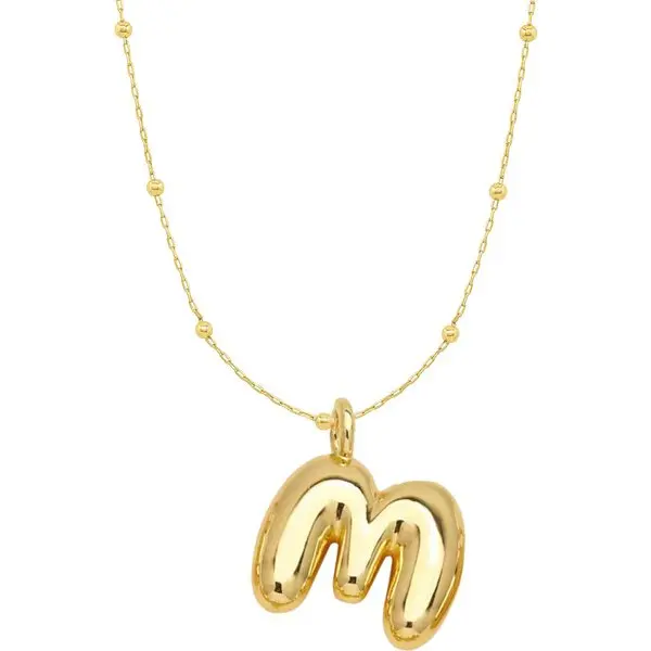 EMMA RAE 14k Gold Plated Bubble Initial Pendant Necklace - Letter M