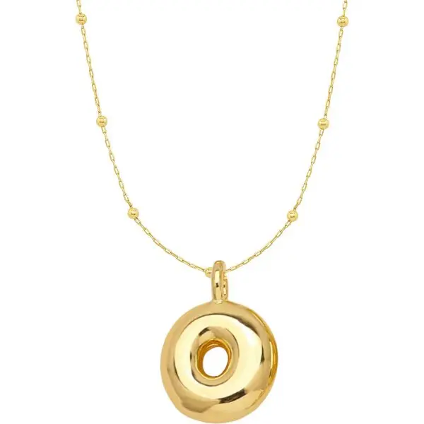 EMMA RAE 14k Gold Plated Bubble Initial Pendant Necklace - Letter O