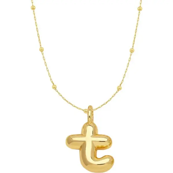 EMMA RAE 14k Gold Plated Bubble Initial Pendant Necklace - Letter T