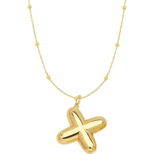 EMMA RAE 14k Gold Plated Bubble Initial Pendant Necklace - Letter X