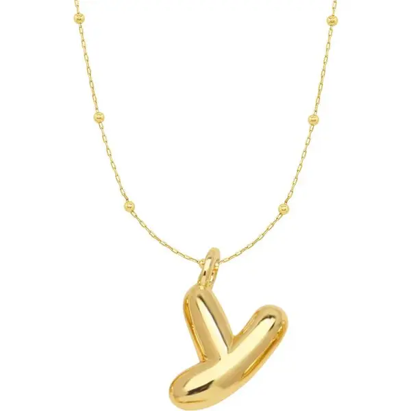 EMMA RAE 14k Gold Plated Bubble Initial Pendant Necklace - Letter Y