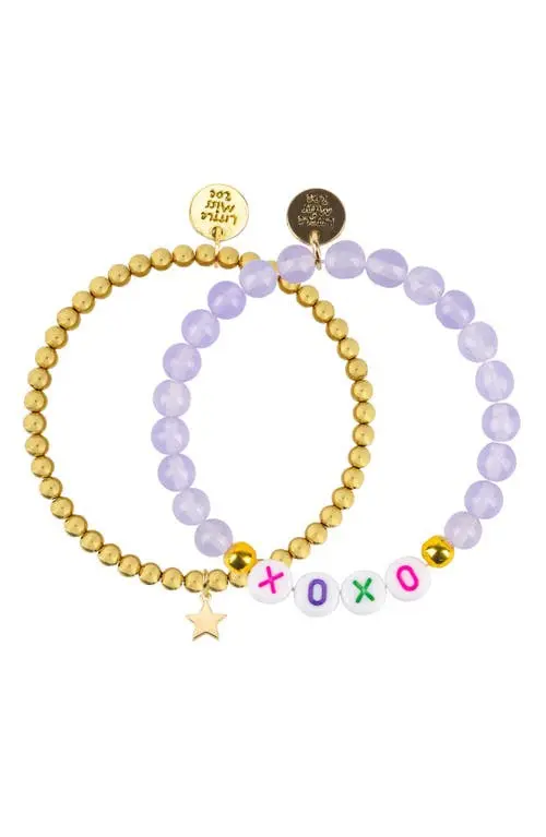 LITTLE MISS ZOE Gemstone And Gold-plated Bracelet Set - Purple