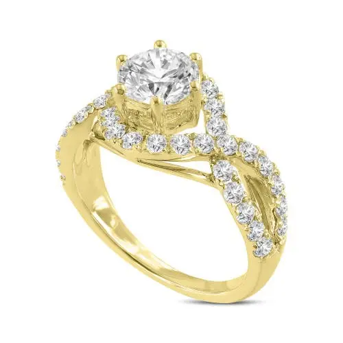 LUVMYJEWELRY Ondine Round Cut Lab Grown Diamond Ring - 14k Yellow Gold