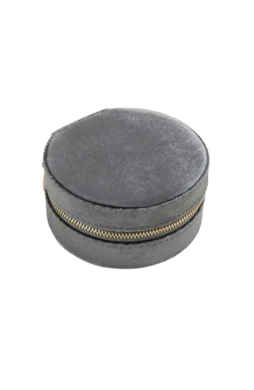 EMMA RAE Velvet Circle Jewelry Case - Grey