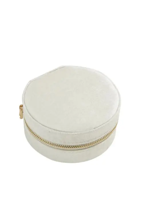 EMMA RAE Velvet Circle Jewelry Case - White