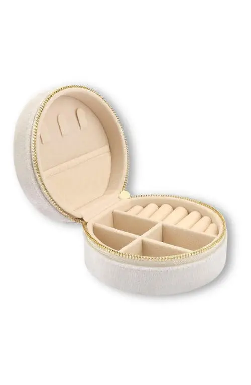 EMMA RAE Velvet Circle Jewelry Case - White