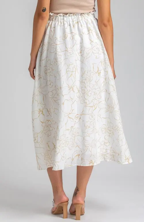 PIETRO BRUNELLI Floral Print Maternity Midi Skirt - White/brown