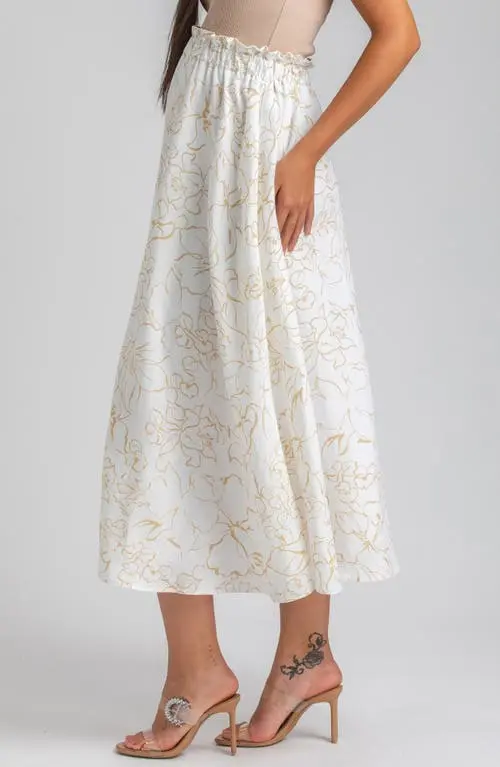 PIETRO BRUNELLI Floral Print Maternity Midi Skirt - White/brown