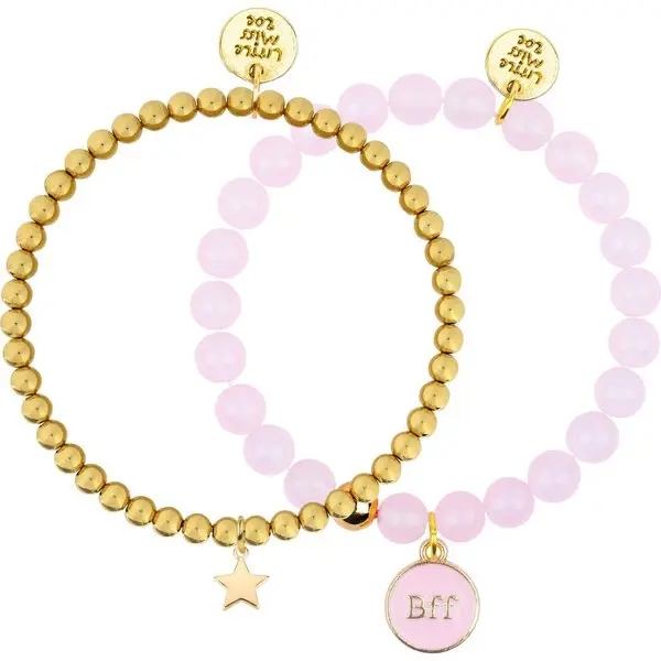 LITTLE MISS ZOE Bff Gemstone Bracelet Duo - Pink