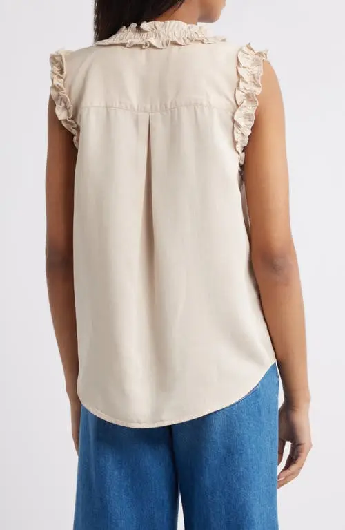 Wit & Wisdom Ruffle Accent Sleeveless Top - Macadamia