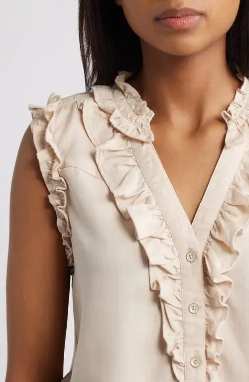 Wit & Wisdom Ruffle Accent Sleeveless Top - Macadamia