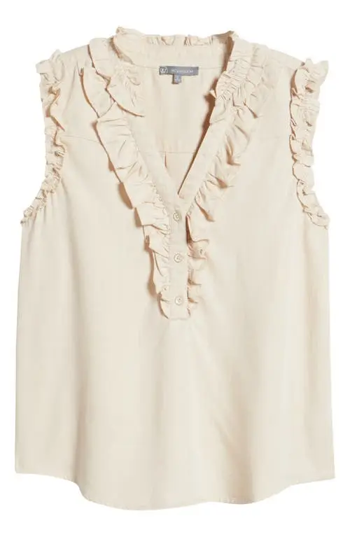 Wit & Wisdom Ruffle Accent Sleeveless Top - Macadamia