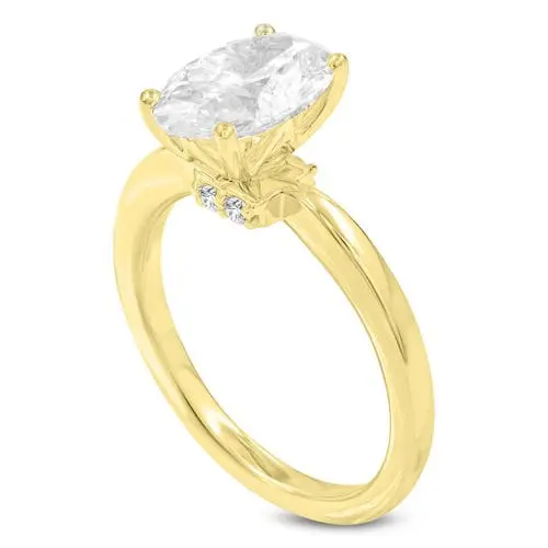 LUVMYJEWELRY Livia Oval Lab Grown Diamond Hidden Halo Engagement Ring - 14k Yellow Gold