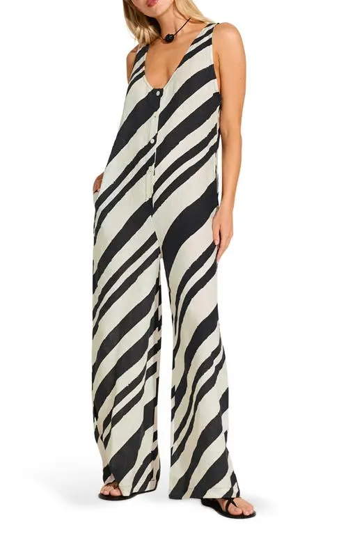 VITAMIN A® Jessa Stripe Sleeveless Wide Leg Jumpsuit - Black