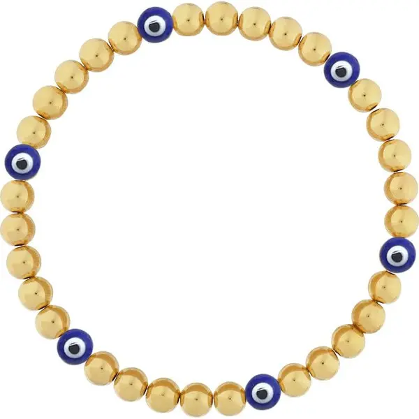 EMMA RAE 14k Filled Evil Eye Beaded Bracelet - Gold