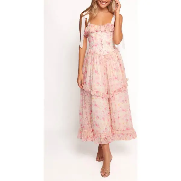 PETAL & PUP Zenith Ruffle Tie Strap Maxi Dress