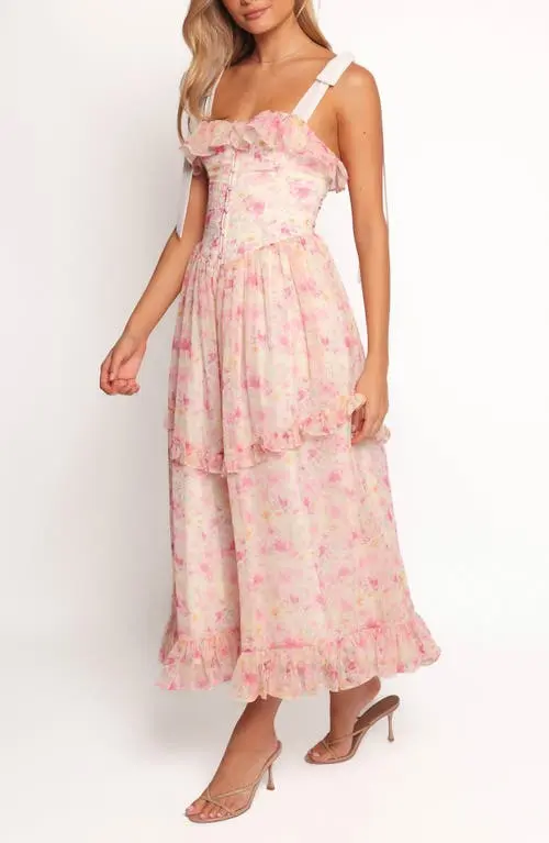 PETAL & PUP Zenith Ruffle Tie Strap Maxi Dress