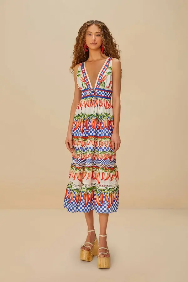 chinese dress ladies White Ainika Shell LENZING™ ECOVERO™ Euroflax™ Maxi Dress – FARM Rio