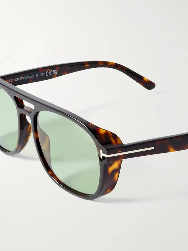 TOM FORD Rosco Aviator-style Tortoiseshell Acetate Sunglasses
