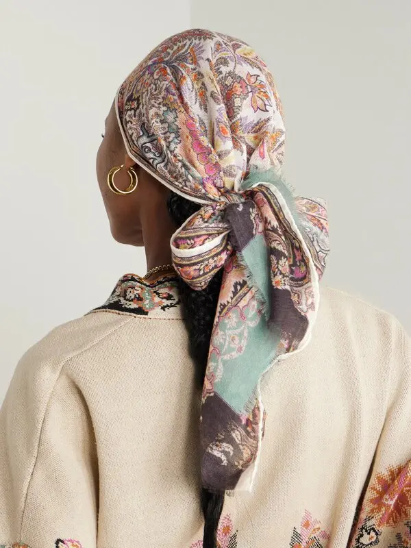 Etro Paisley-Print Wool, Cashmere And Silk-Blend Scarf Multi