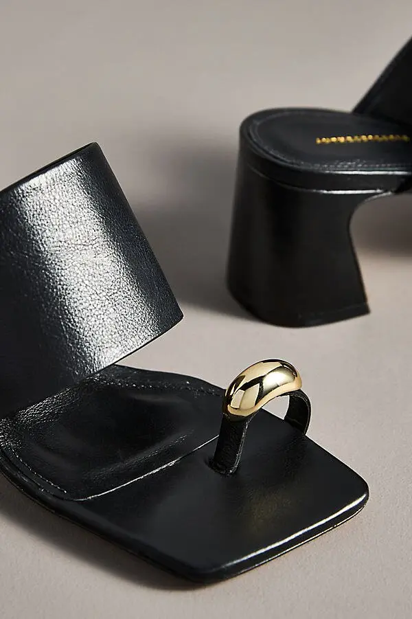 Anthropologie Toe-ring Block-heel Mules - Black