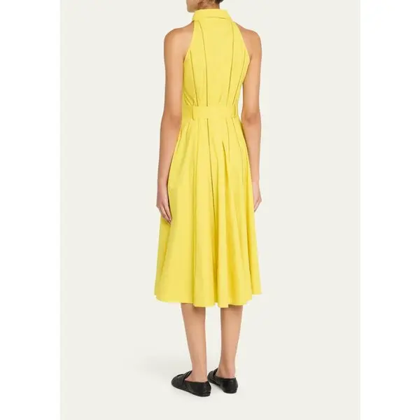 Proenza Schouler Belted Ladder Stitch Poplin Midi Dress - White