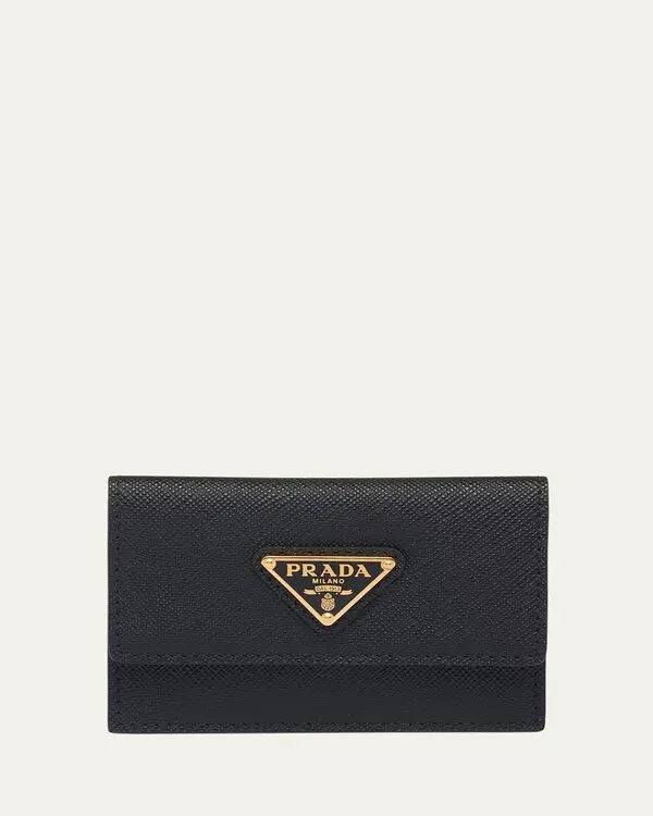 Prada Flap Saffiano Leather Wallet - Nero