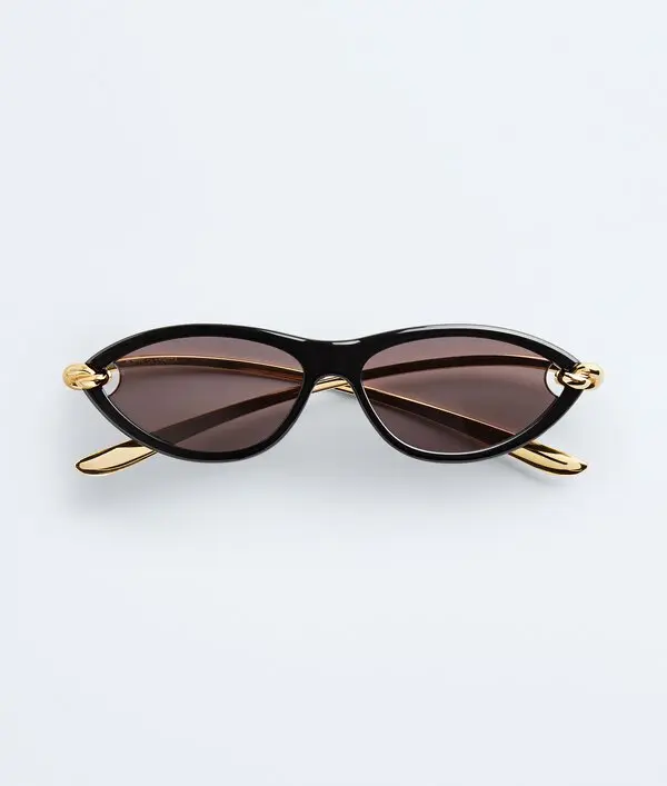Bottega Veneta Knot Cat Eye Sunglasses - Black/grey