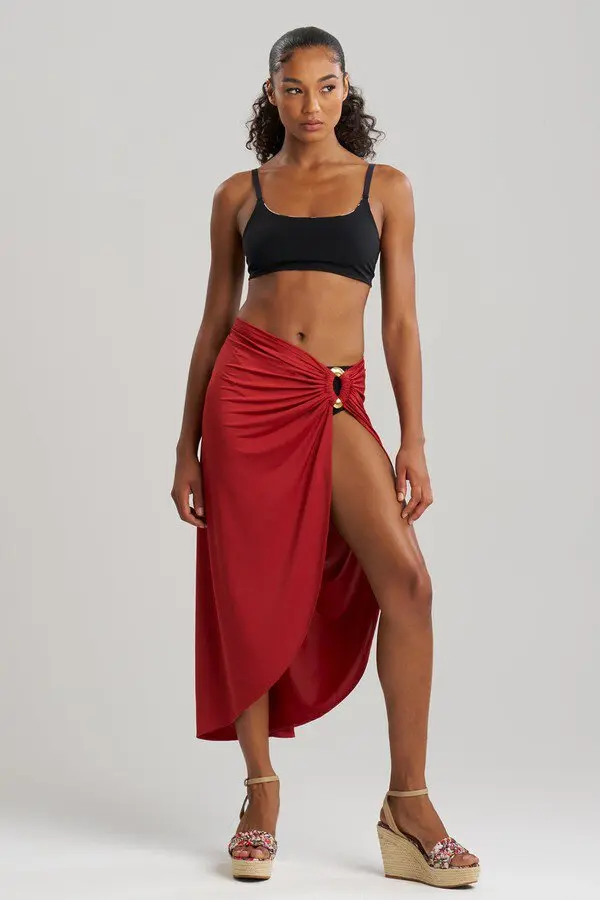 Natori Solid Jersey Pareo - Red