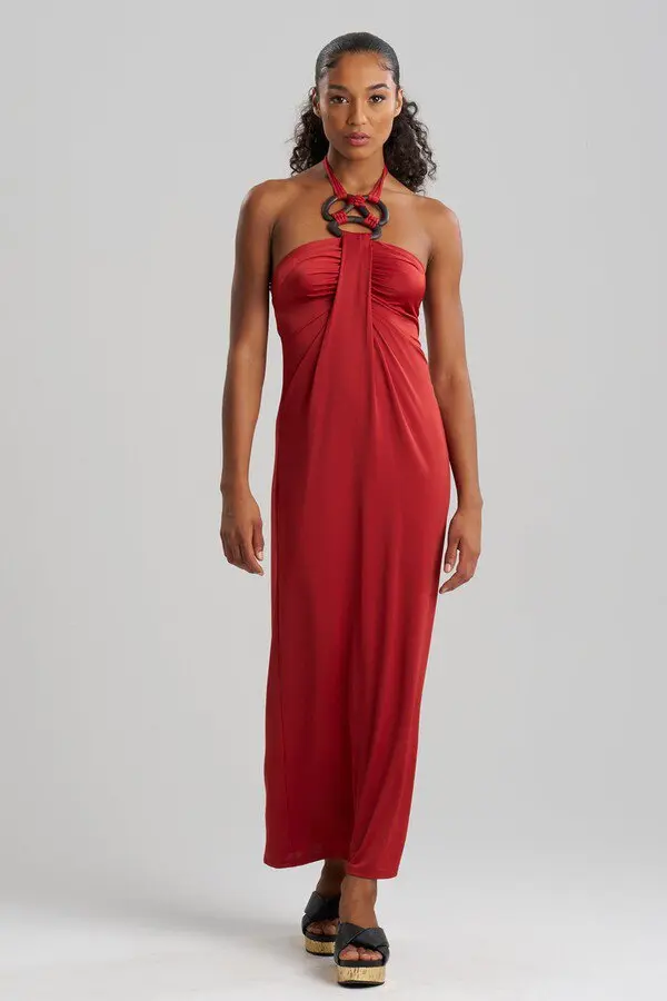 Natori Solid Jersey Halter Dress