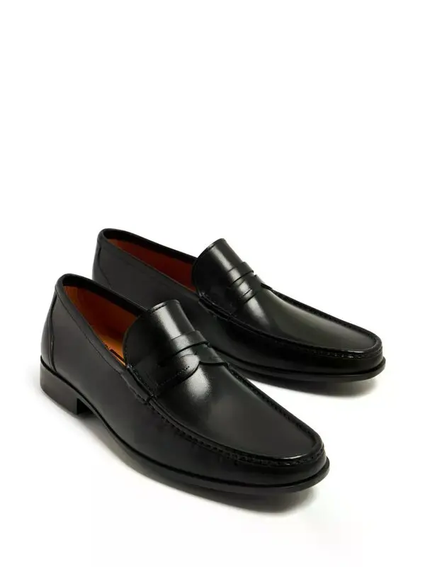 Magnanni Penny-slot Leather Loafers - Black