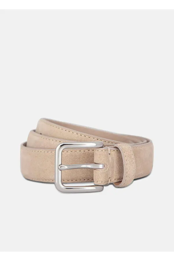 Vince 30mm Stitched Suede Belt - Natural