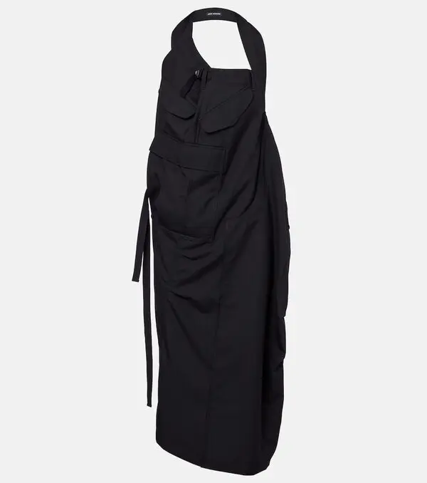 Junya Watanabe Halterneck Wool Midi Dress
