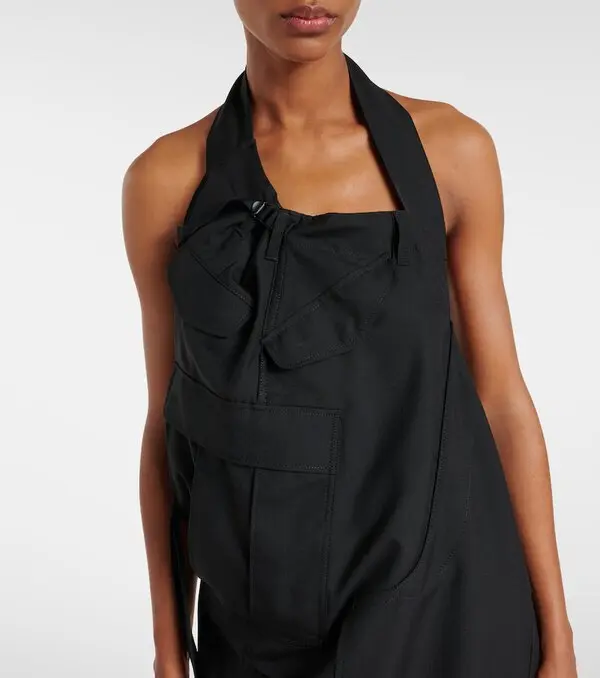 Junya Watanabe Halterneck Wool Midi Dress