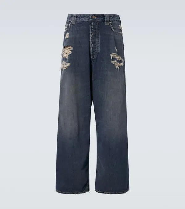 Balenciaga Distressed Wide-leg Mid-rise Jeans