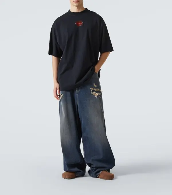 Balenciaga Distressed Wide-leg Mid-rise Jeans