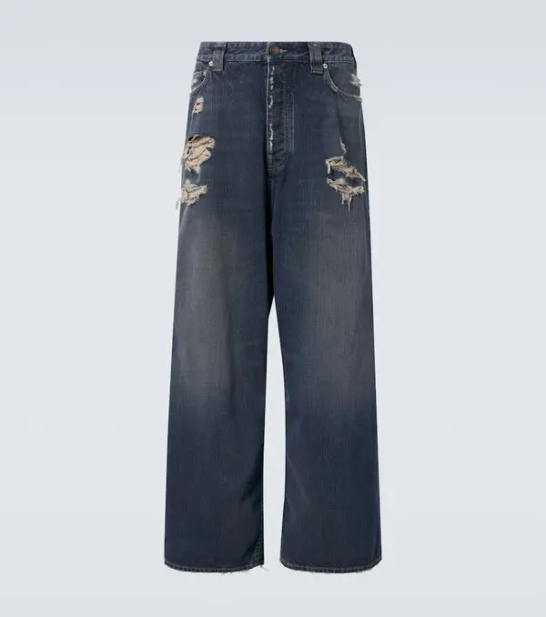 Balenciaga Distressed Wide-leg Mid-rise Jeans