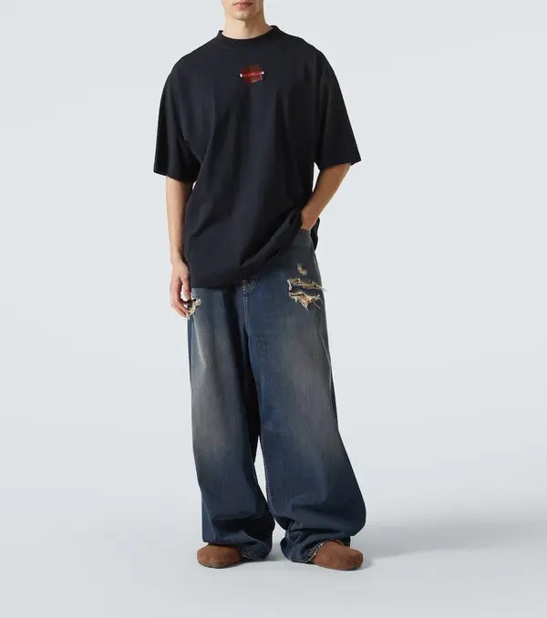 Balenciaga Distressed Wide-leg Mid-rise Jeans
