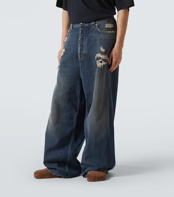 Balenciaga Distressed Wide-leg Mid-rise Jeans