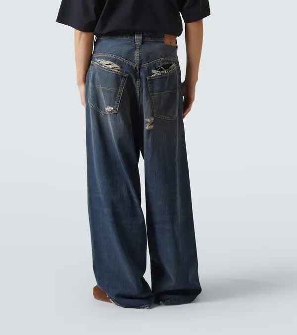 Balenciaga Distressed Wide-leg Mid-rise Jeans