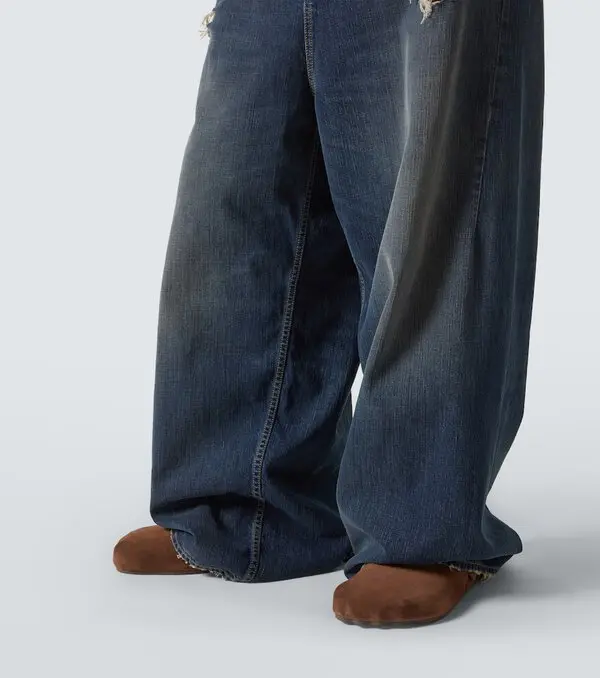Balenciaga Distressed Wide-leg Mid-rise Jeans
