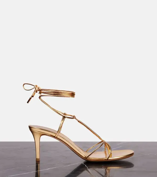 GIANVITO ROSSI 70 Metallic Leather Thong Sandals