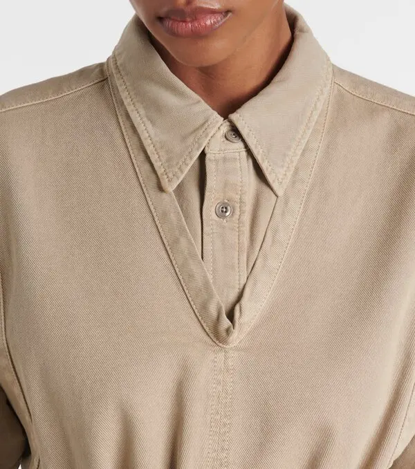 LEMAIRE Belted Cotton Twill Denim Vest - Beige