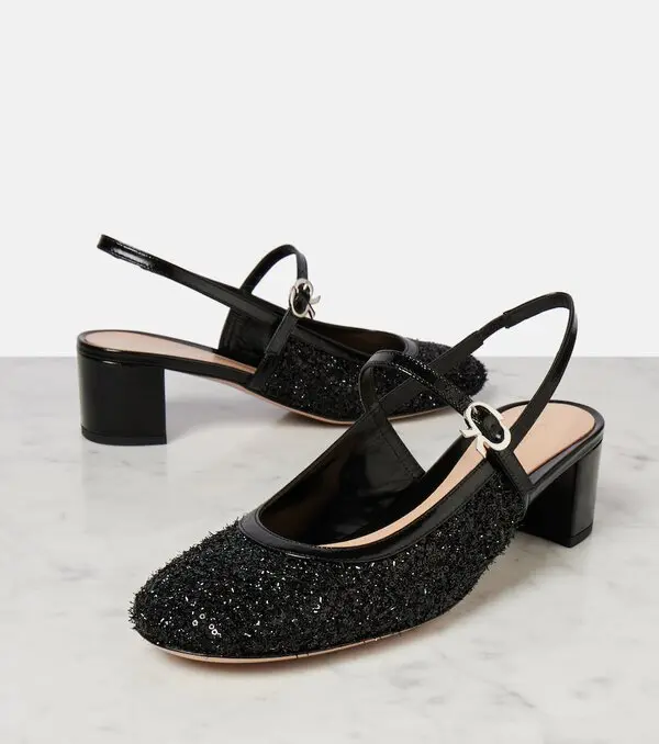 GIANVITO ROSSI Leather-trimmed Slingback Pumps - Black