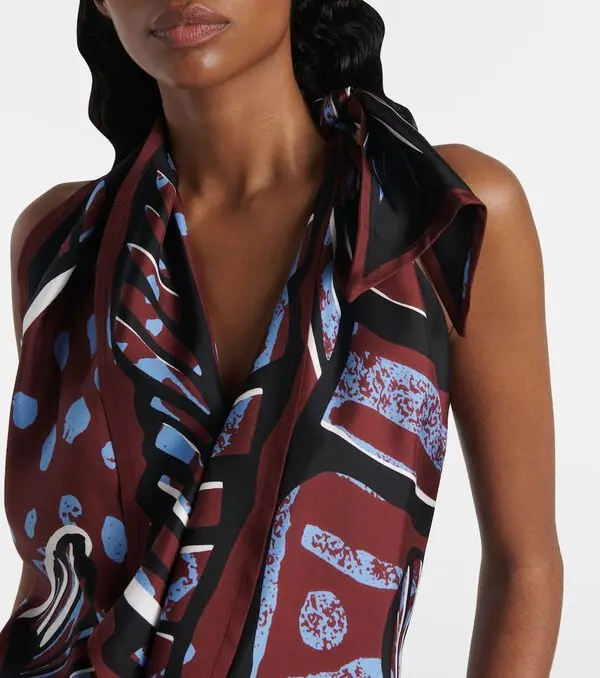 Bottega Veneta Printed Halterneck Silk Twill Top - Multicoloured