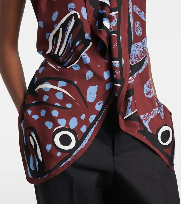 Bottega Veneta Printed Halterneck Silk Twill Top - Multicoloured