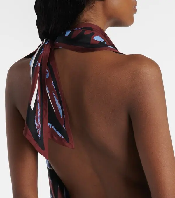 Bottega Veneta Printed Halterneck Silk Twill Top - Multicoloured